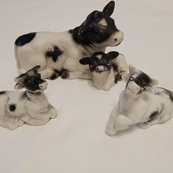 Homco | Accents | Vintage Ceramic Holstein White Black Cows Set Momma ...
